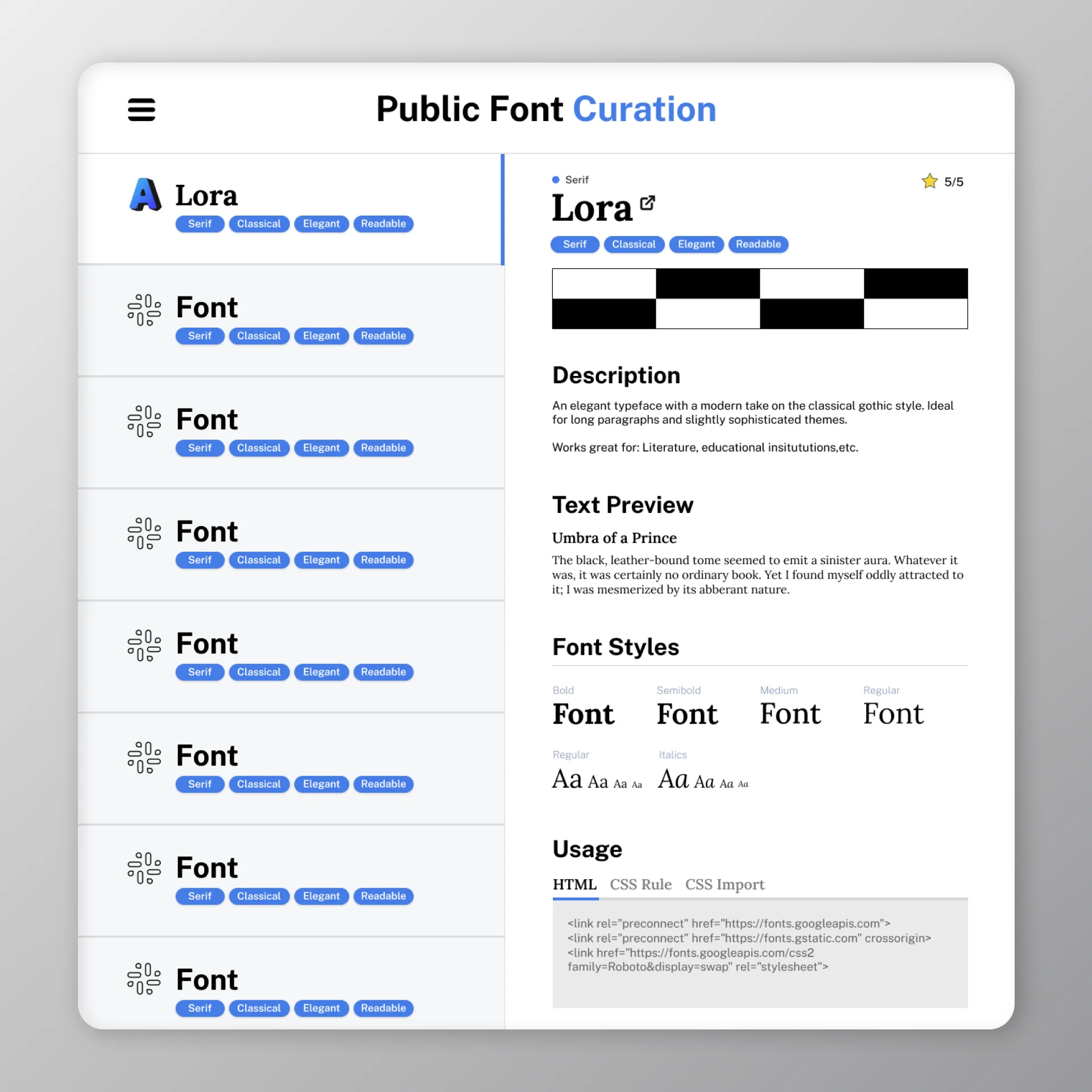 Projects - Public Font Curation